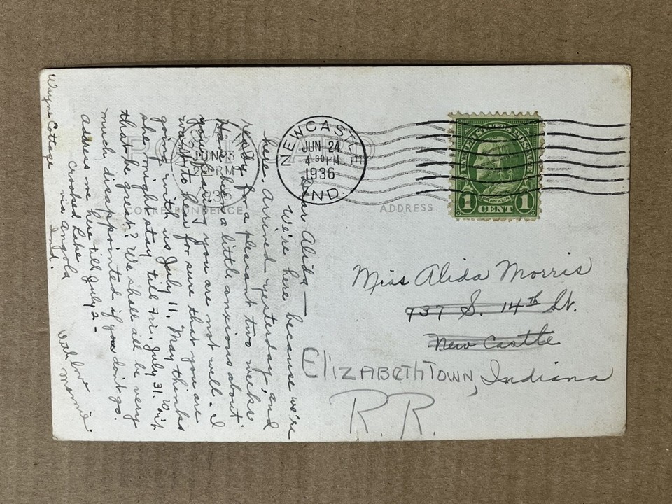 Postcard RPPC Angola Indiana Crooked Lake North Shore Boats Pier Homes ...