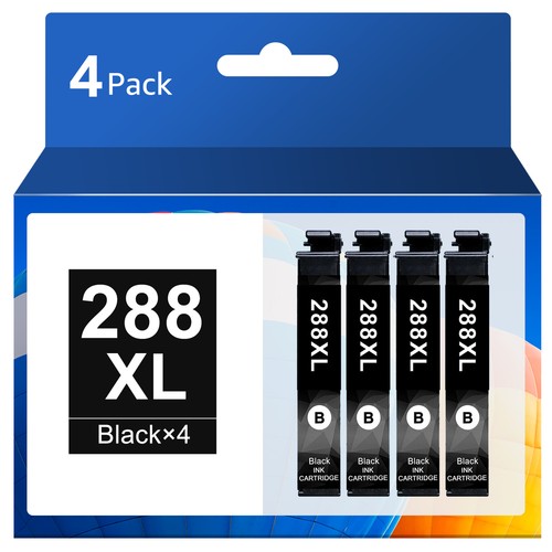 4Pc 288XL Black Ink compatible with Epson Expression home XP-430 XP-440 ...