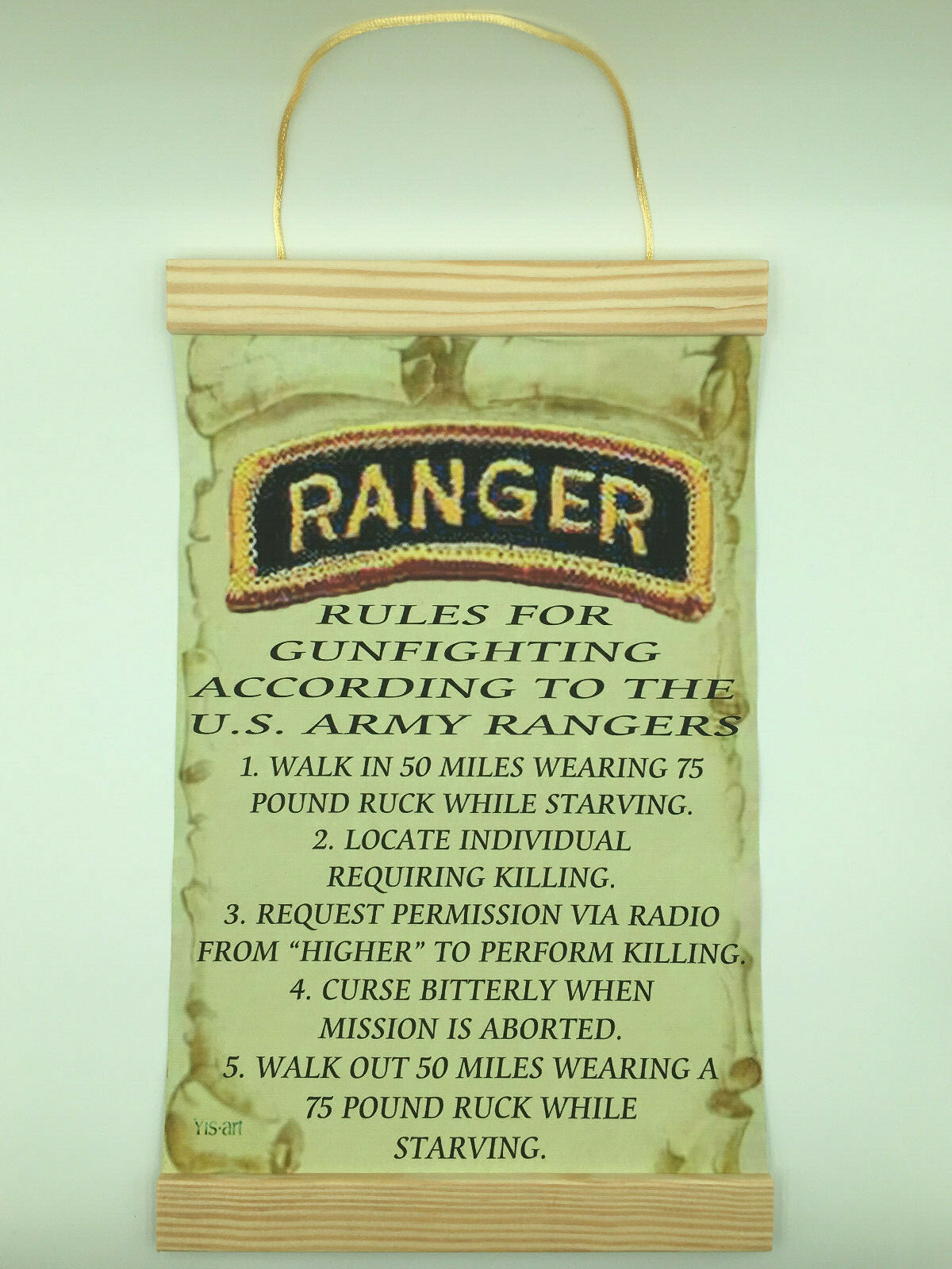 RANGER Rules for gunfighting..,Canvas Wall Print, 8x12, Cream ...