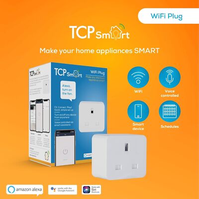 TCP Smart WiFi Plug UK 3 Pin Plug Amazon Alexa + Google Voice Control ...
