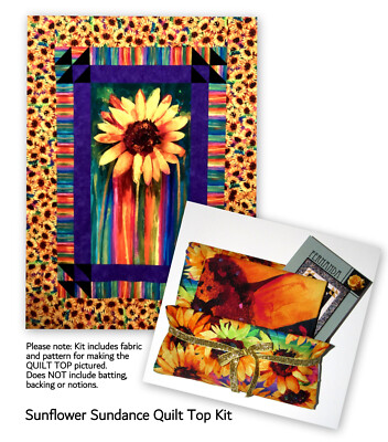 Sunflower Sundance Fabric QUILT TOP KIT 55"X73" ~ Pattern + Cotton ...