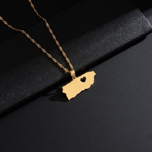Puerto Rico Map Gold Plated Stainless Steel Necklace | eBay