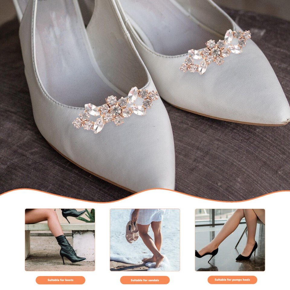2Pcs Rhinestone Shoe Clips for Brides Bling Shoe Embellishments | eBay