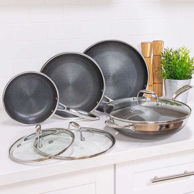 HexClad Hybrid Commercial 7 Piece Cookware Set w/ Lids NonStick New In ...