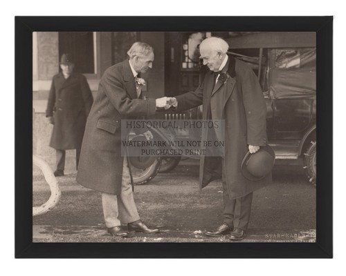 HENRY FORD AND THOMAS EDISON SHAKING HANDS 1927 SEPIA 8X10 FRAMED PHOTO ...