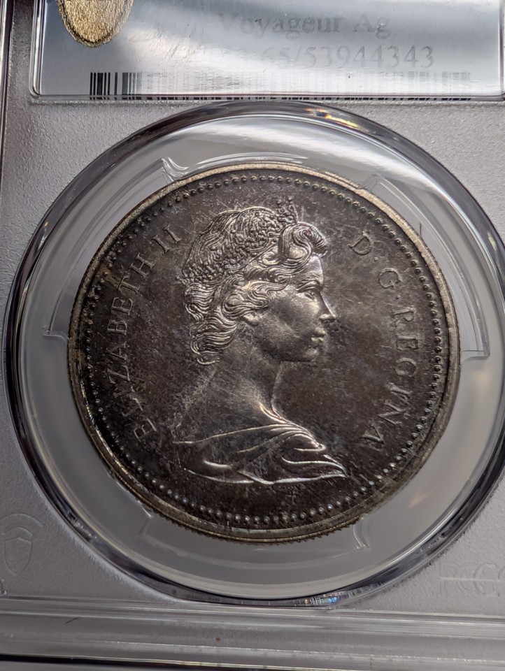 1972 Silver Canadian Voyageur Toned $1 Dollar Coin PCGS SP65 W/ True ...