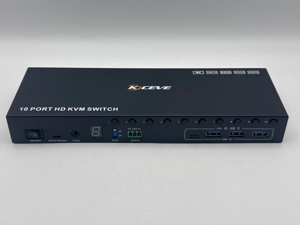 MLEEDA 10-Port HDMI KVM Switch 4K@60Hz with USB 3.0 and EDID Simulation ...