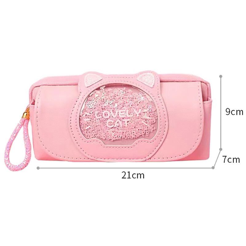 Kawaii Stationery Bag Cartoon Animals Pen Bag Student Quicksand Cat ...