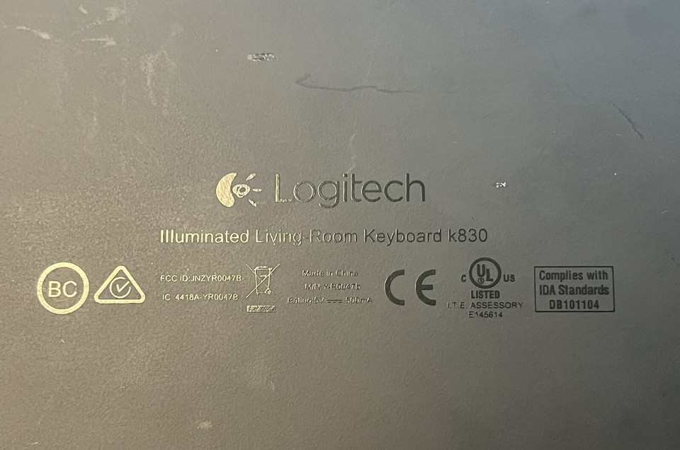 Logitech K830 Illuminated Living Room Keyboard Black With USB Unifying ...