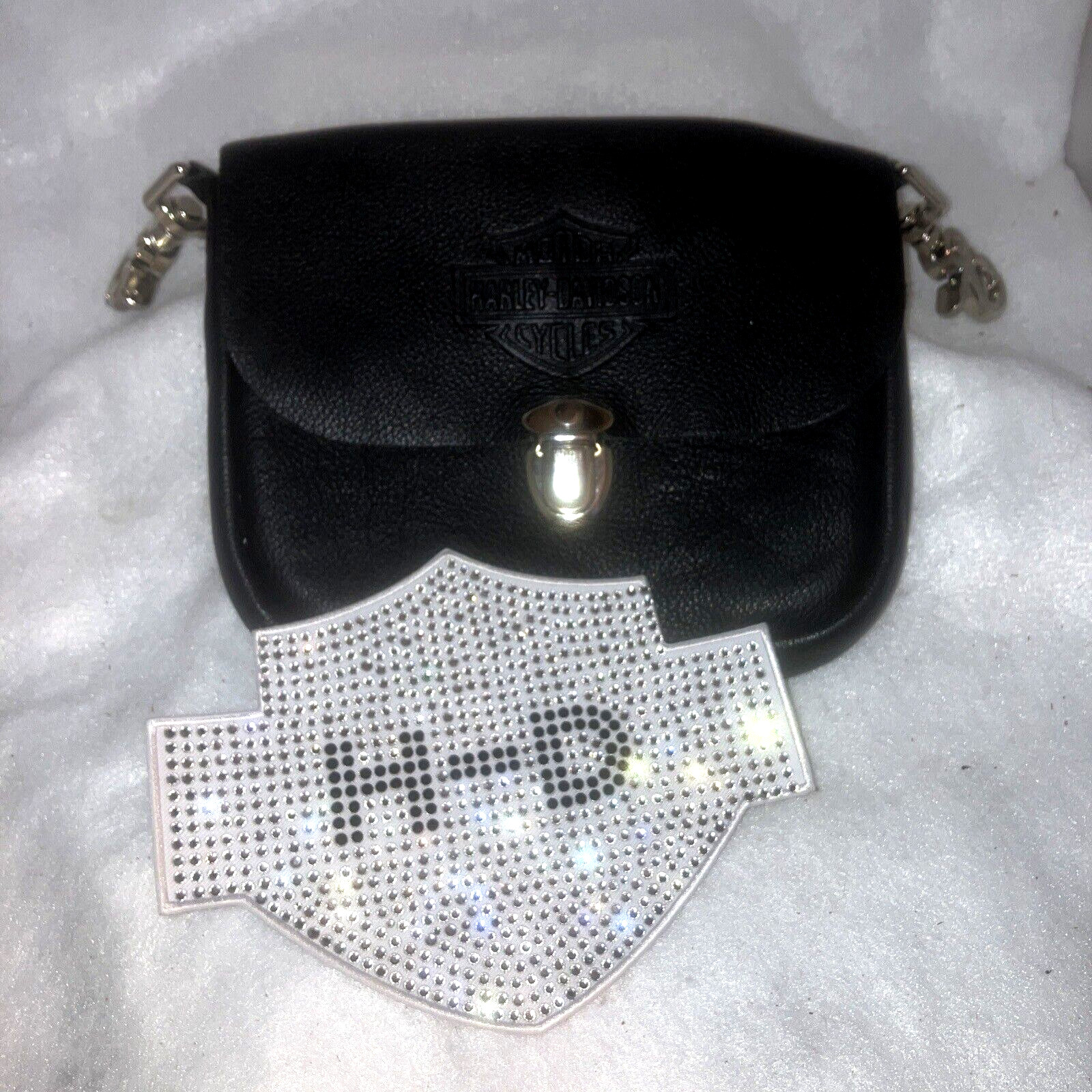 Harley Davidson Leather Embossed Pouch 7 1/4"x6" Hi… - Gem