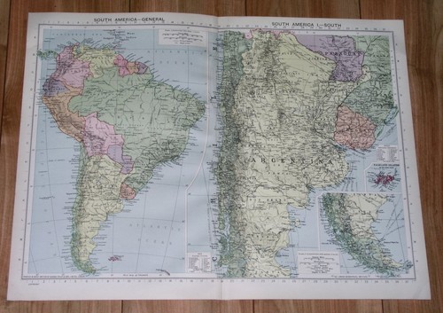 1940 ORIGINAL VINTAGE WWII MAP OF ARGENTINA CHILE URUGUAY / SOUTH ...