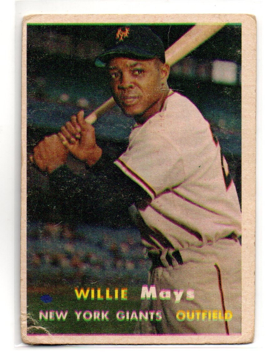 1957 TOPPS #10 MAYS ODD BALL VARIATION DOUBLE EXPOSURE COLOR SHIFT ...
