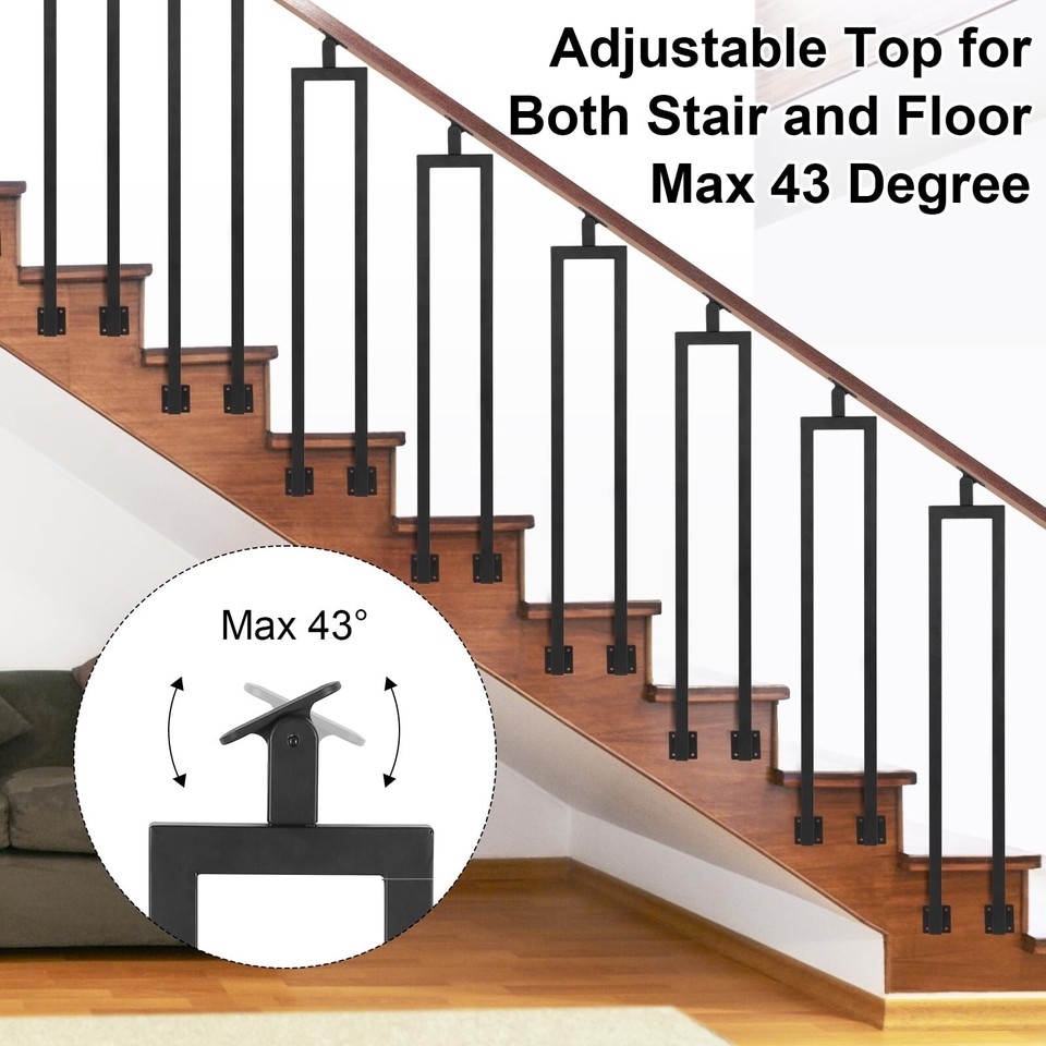 4 Pack U Shape 38.6" Stair Balusters with Adjustable Top Bracket for ...