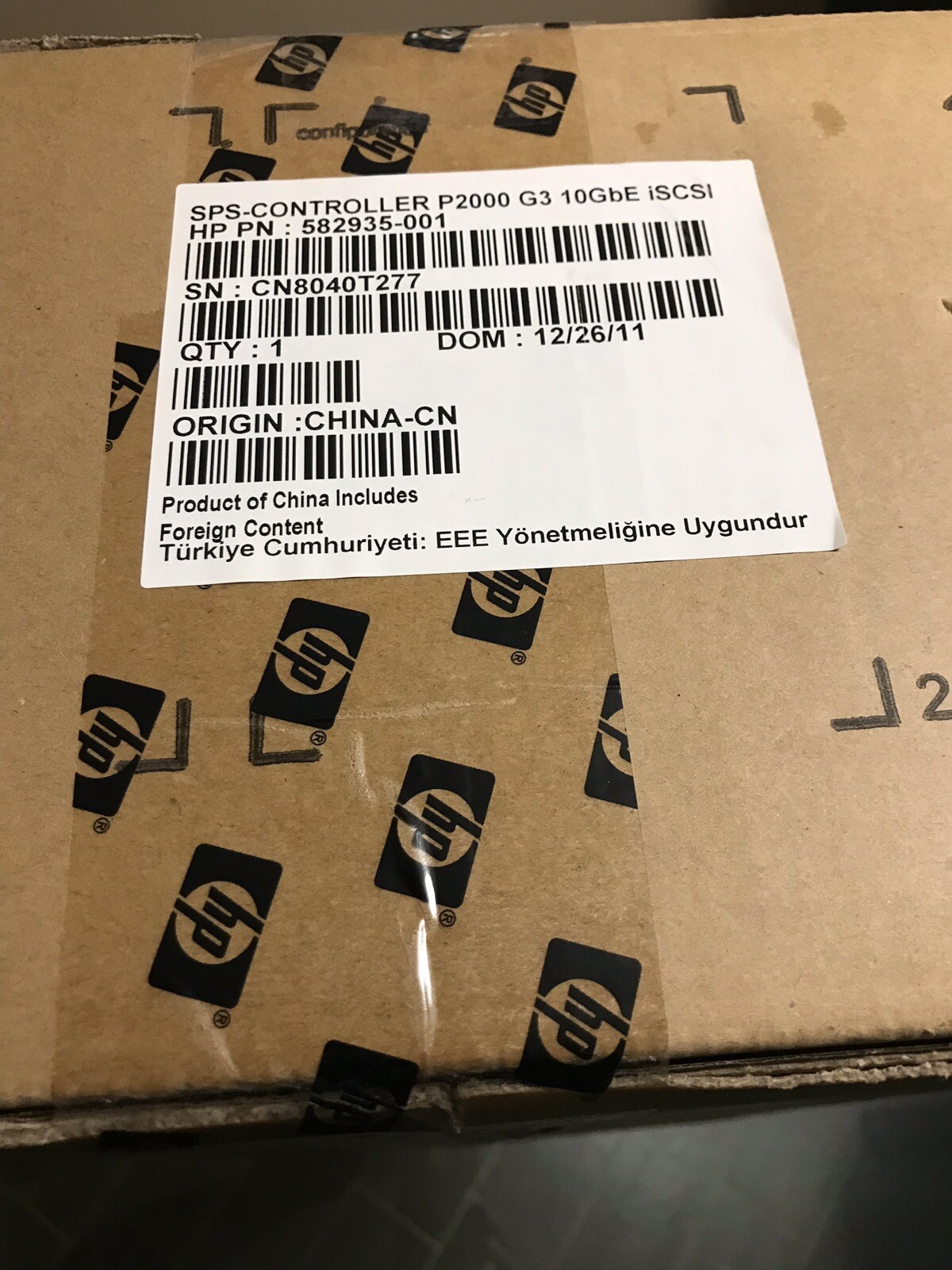 HPE SPS- Controller P2000 G3 10GbE iSCSI, AW595A, AW595B Part # 582935 ...