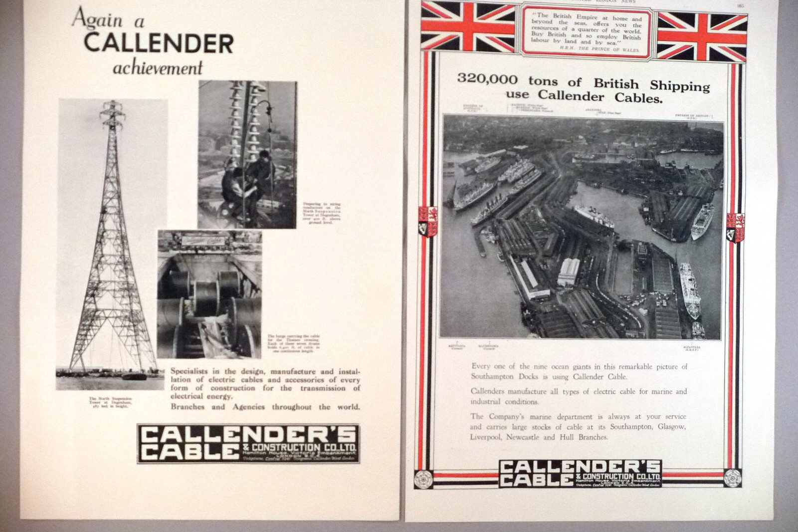 Callender's Cable & Construction PRINT AD - 1932 -LOT of 2 ad ...