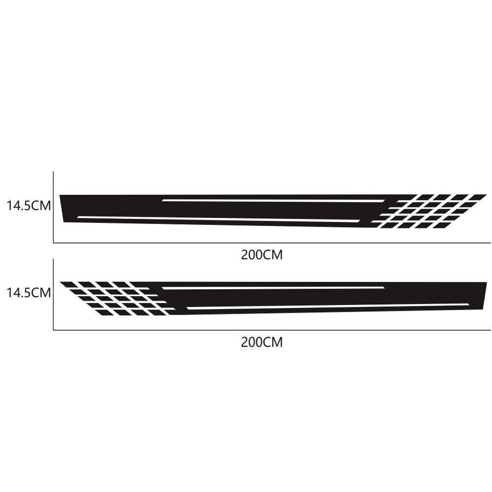 2pcs 78'' Black Racing Lattice Stripe Side Body Door Skirt Vinyl Decal ...