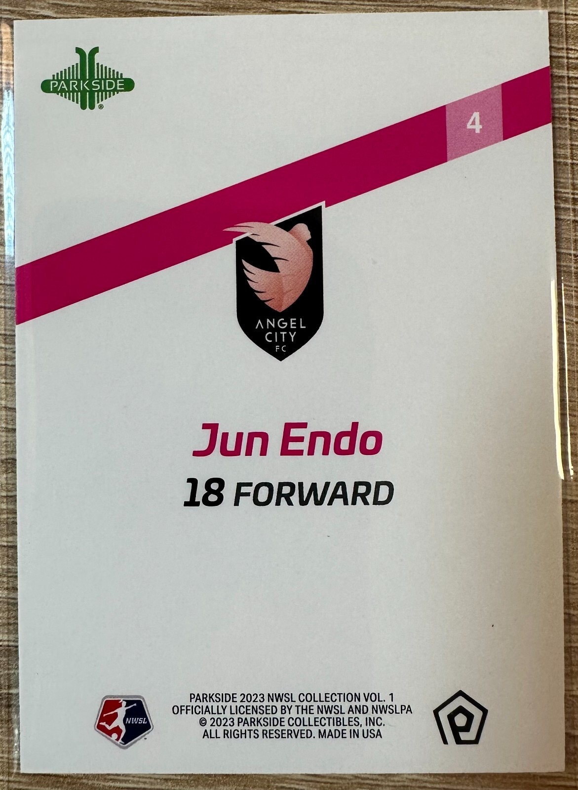JUN ENDO 2023 PARKSIDE NWSL VOLUME 1 ASTRAL FOIL SP PARALLEL #4 ANGEL ...