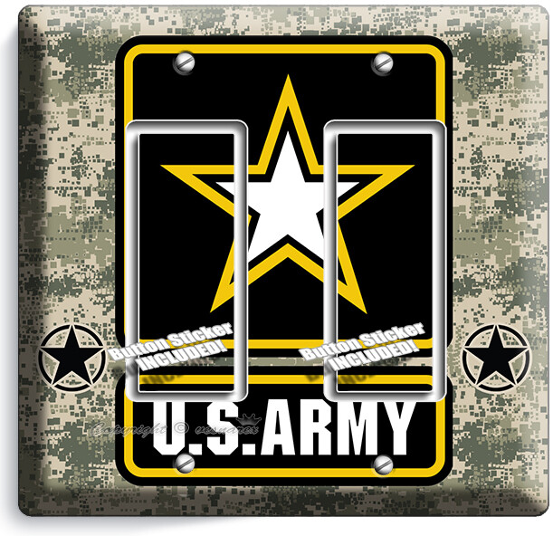 US ARMY STAR DIGITAL PIXEL CAMO 2 GFCI LIGHT SWITCH PLATE ROOM ART ...