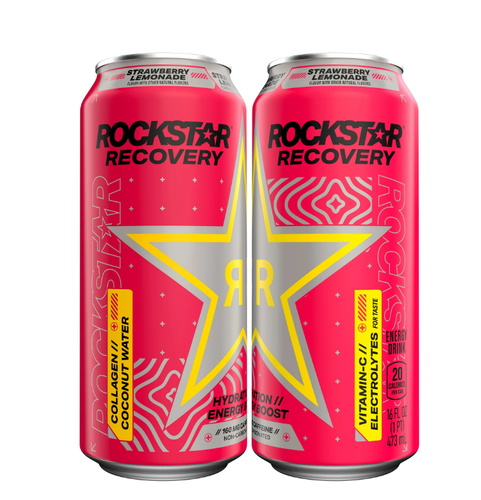Rockstar Energy Drink Recovery Strawberry Lemonade 16 oz 12 pack for ...