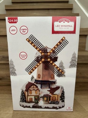 Holiday Time 2020 LED Light Up Windmill w/Revolving Blades Christmas Village | eBay