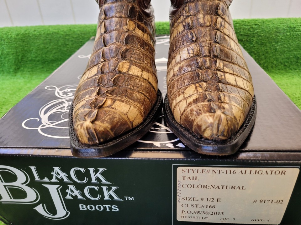 9.5 E BLACK JACK NATURAL ALLIGATOR INLAY VINTAGE RARE CUSTOM COWBOY ...