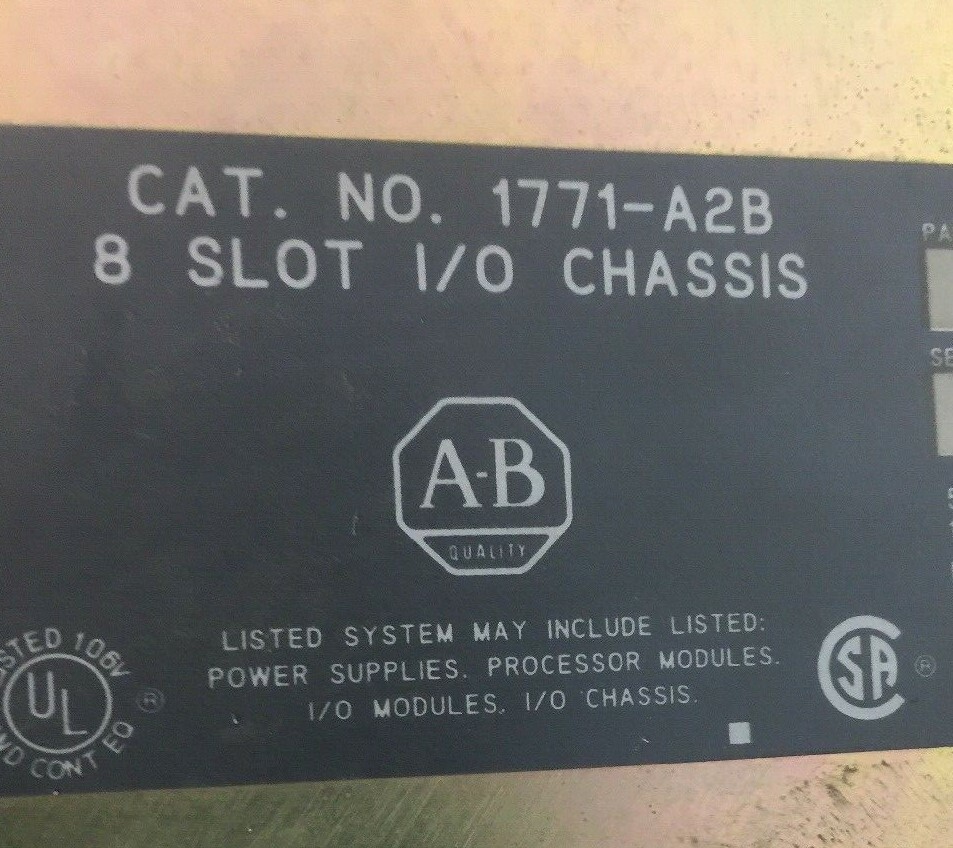 ALLEN BRADLEY 1771-A2B 8 SLOT I/O CHASSIS 5V PLANE 16A @ 5.25VDC MEMORY ...