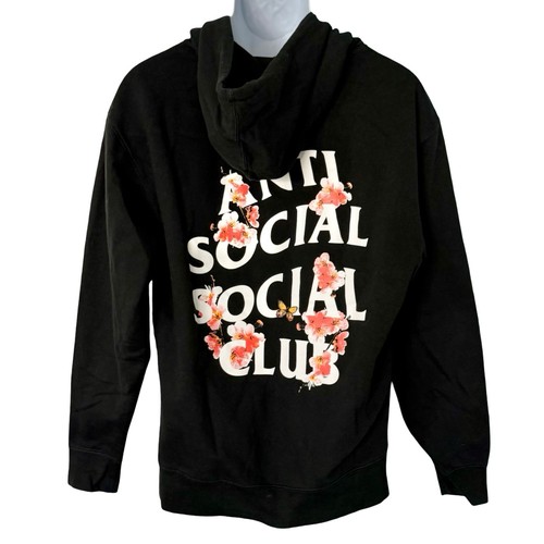 Anti Social Social Club Black Pink Flowers Butterfly Kkoch Hoodie size ...