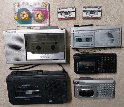 Lot 5 Vtg Micro Mini Old Cassette Tape Recorders Panasonic Radio Shack ...
