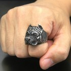 Retro Pitbull Pit Bull Dog 316L Stainless Steel Mens Biker Rocker Punk ...