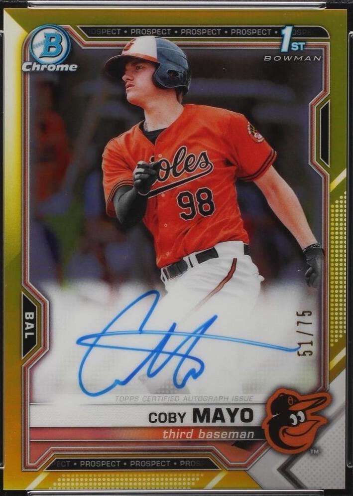 2021 Bowman - Chrome Prospects Autographs Coby Mayo #CPA-CMA Yellow ...