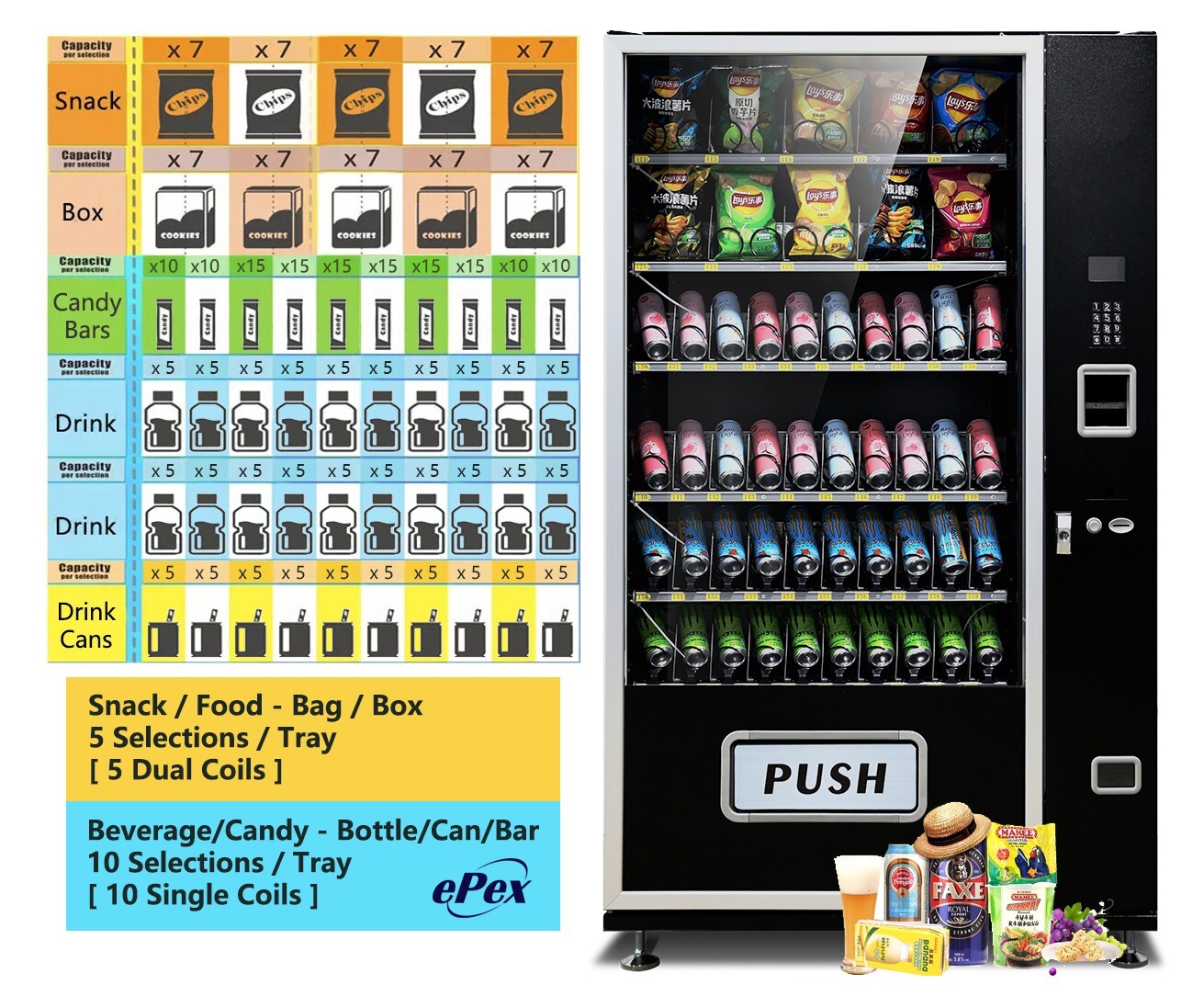 EPEX Extra Large Combo Vending Machine with Stratified Temp Control ...