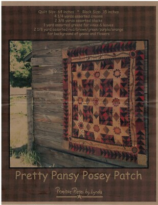2003 Primitive Pieces by Lynda Pretty Pansy Posey Patch quilt pattern uncut | eBay