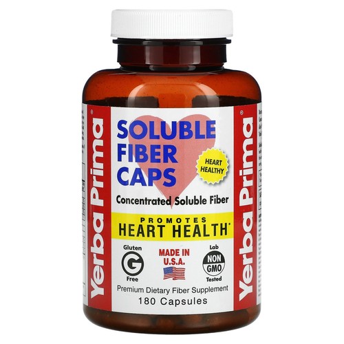 Yerba Prima Soluble Fiber Caps 625 mg 180 Capsules All-Natural, GMP ...