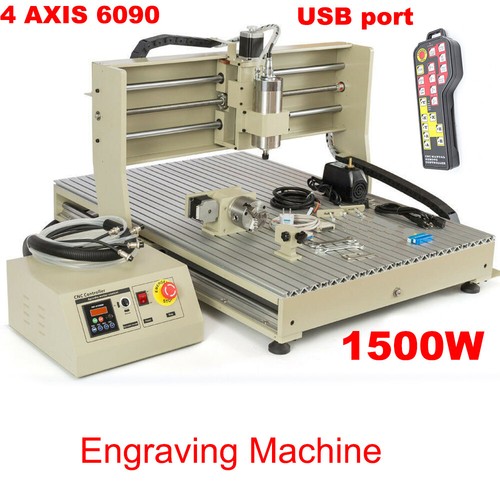 4 Axis CNC 6090 Router Engraver Machine USB 3D Milling 1500W with ...