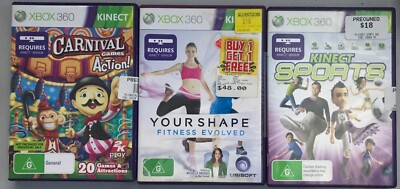 BULK Xbox 360 KINECT GAMES Carnival Sports Your Shape Fitness Evolved ...