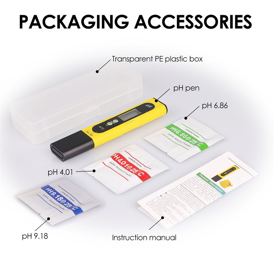 2-Pack PH Meter PH Level Test Pen Electrode Sensor Reader for Pond ...