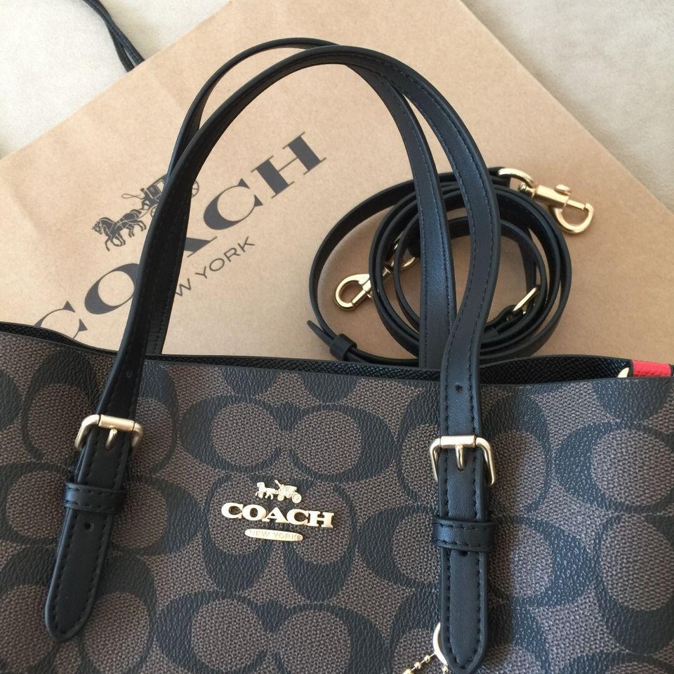Coach C4250 Mollie Tote 25 in signature canvas Crossbody Dark Brown ...