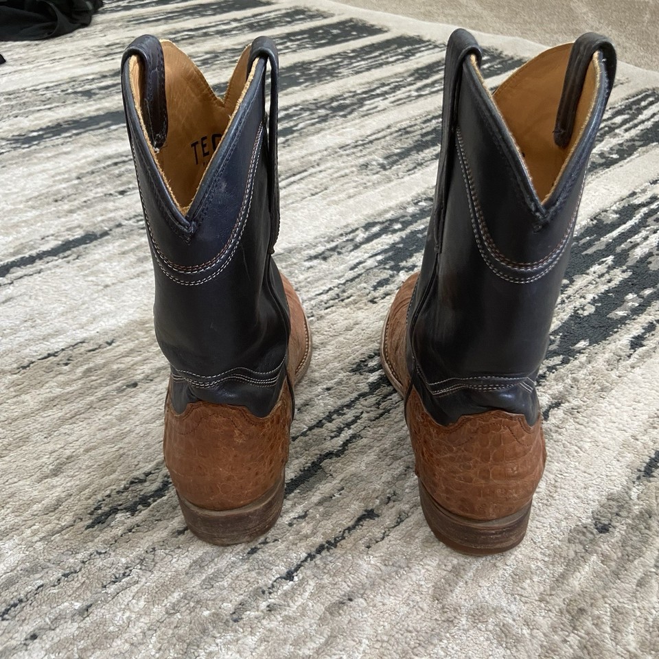 Tecovas THE COLE Caiman Roper Cowboy Boots Men Sz 7.5 EE In GRAIN 364 ...