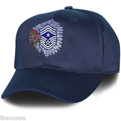 AIR FORCE COMMAND CHIEF INDIAN HEAD EMBROIDERED MILITARY BLUE HAT CAP ...