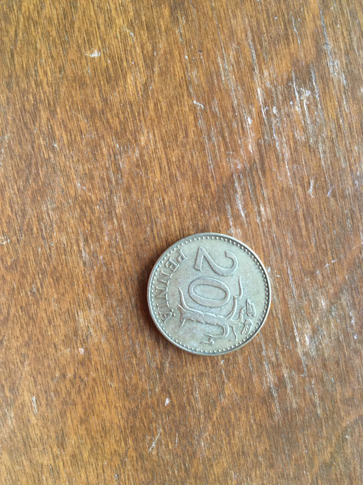 1963 Suomen Tasavalta Finland 20 Pennia Coin lion with sword fir tree ...