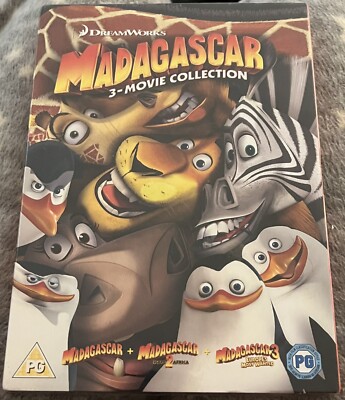 MADAGASCAR DVD 3 MOVIE COLLECTION OOP RARE CHILDRENS ANIMATED CARTOON ...