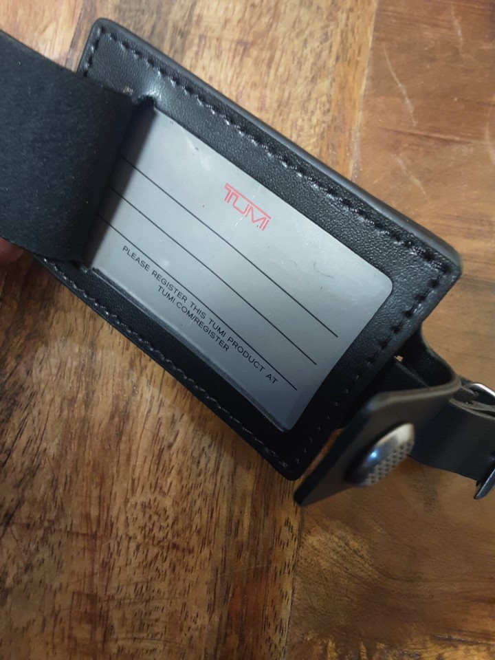 NEW Tumi Luggage Tag Black with Silver Logo Leather | eBay