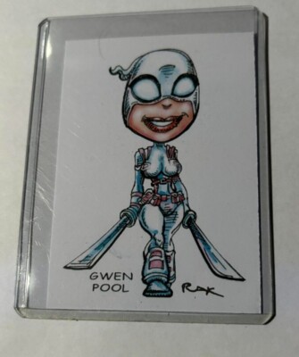 GWEN POOL ** TRADING CARD ART SIGNED by RAK ** MARVEL COMICS NEAR MINT ...