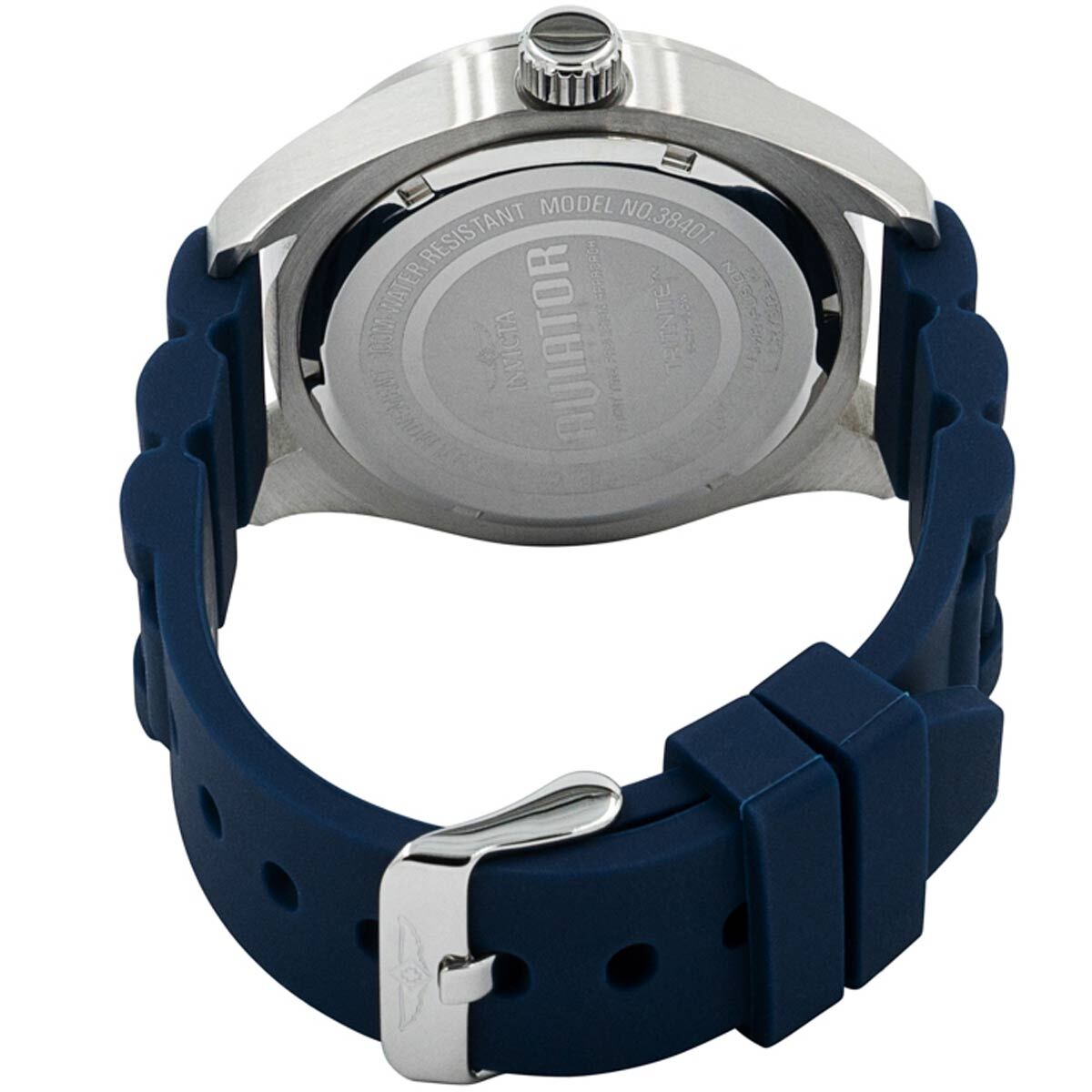 Invicta Men's Watch Aviator Quartz Date Blue Dial Silicone Rubber Strap ...