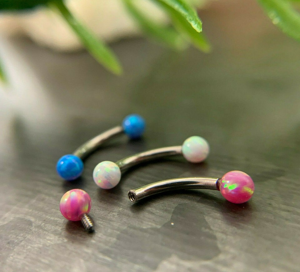 1pc Opal Balls Surgical Steel Eyebrow Ring 16g, 5/16" (8mm) - choose ...