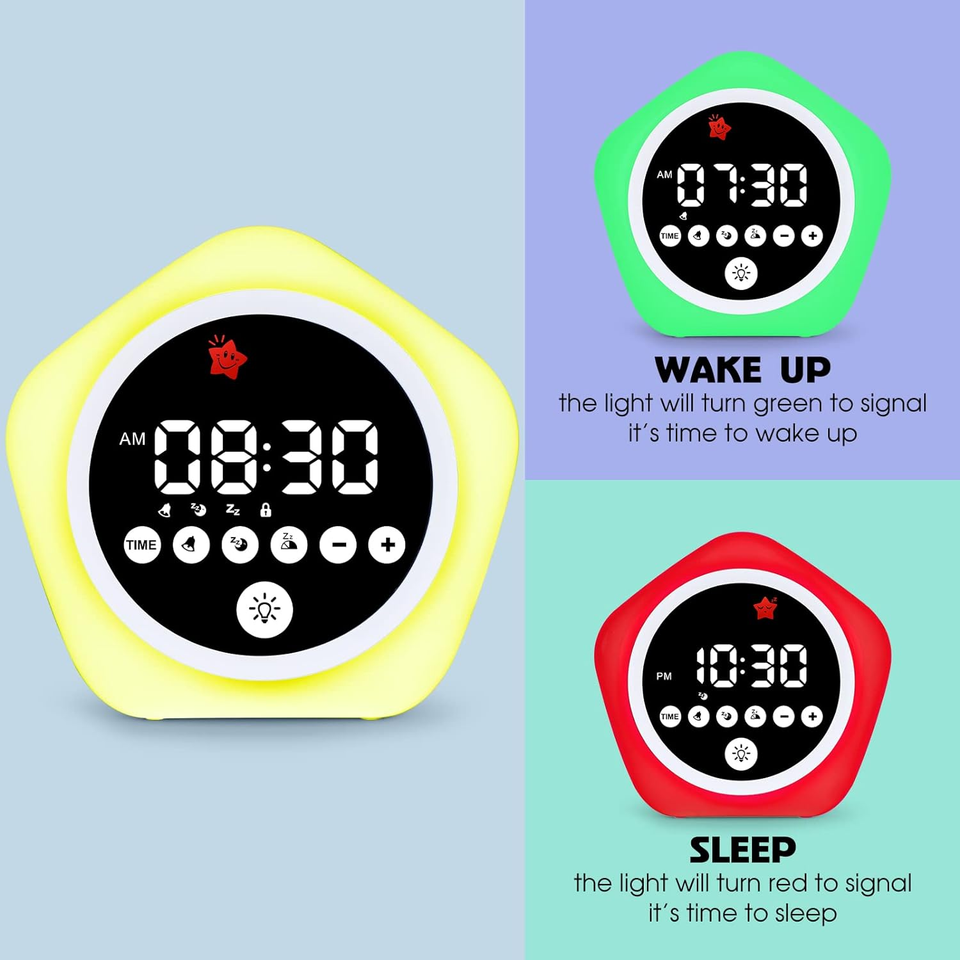 Kids Alarm Clock, Toddler Sleep Training Clock with Night Lights, Ok to ...