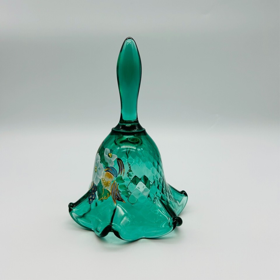 Vtg Fenton Art Glass Magnolia & Berry Hand Painted Blown Glass Bell A ...