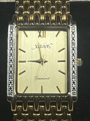 Vintage Xavier Diamond Quartz Men's Watch Masterpiece Gold Tone -Fresh ...
