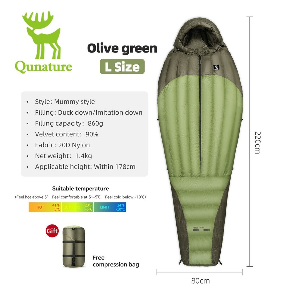 Qunature -14-41℉Extreme 3-4 Season Mummy Sleeping Bag with Hood ...