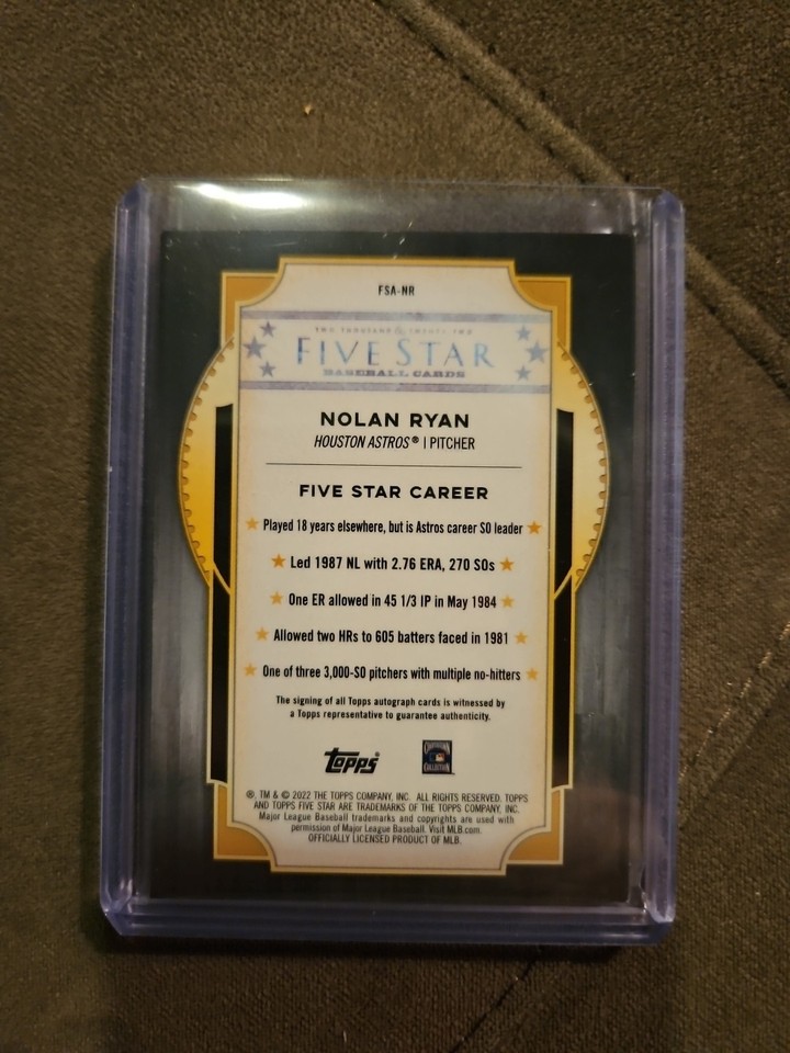 2022 Topps Five Star Nolan Ryan Auto Blue 24/25 | eBay